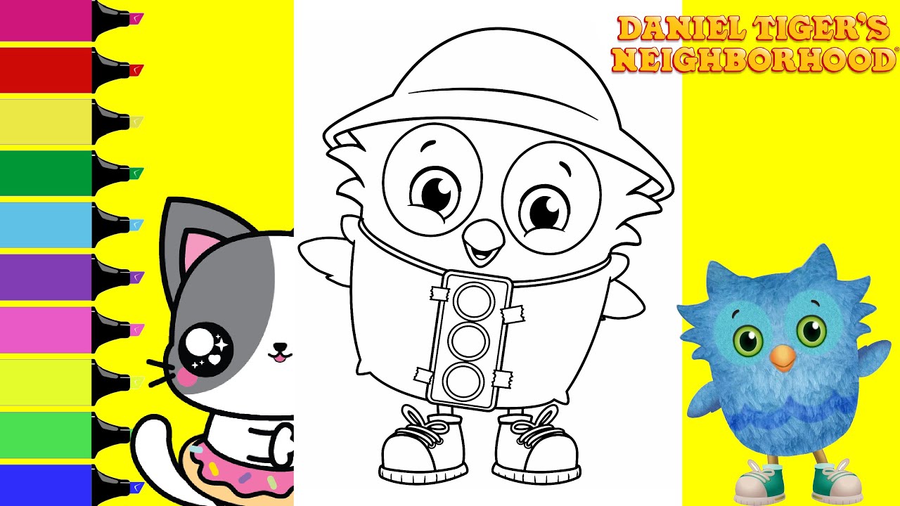 Coloring Daniel Tiger's Neighborhood O the Owl Dress Up Day Coloring ...