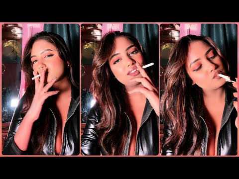 Attitude Girl Smoking Cigarette In Black 🖤 | smoking hottie on live streaming 😻