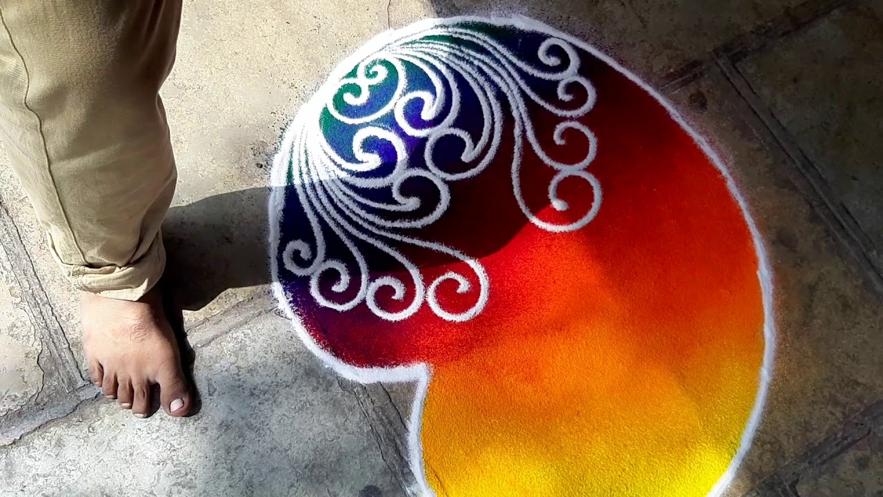 Innovative rangoli | innovative free hand design | creative rangoli ...