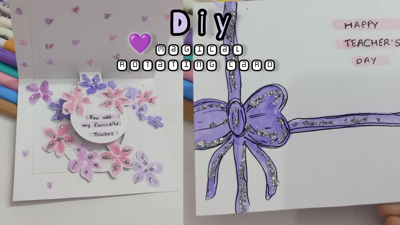 DIY surprise rotating card 💜 |HOW TO MAKE rotating card🤩 |Teacher's Day ...