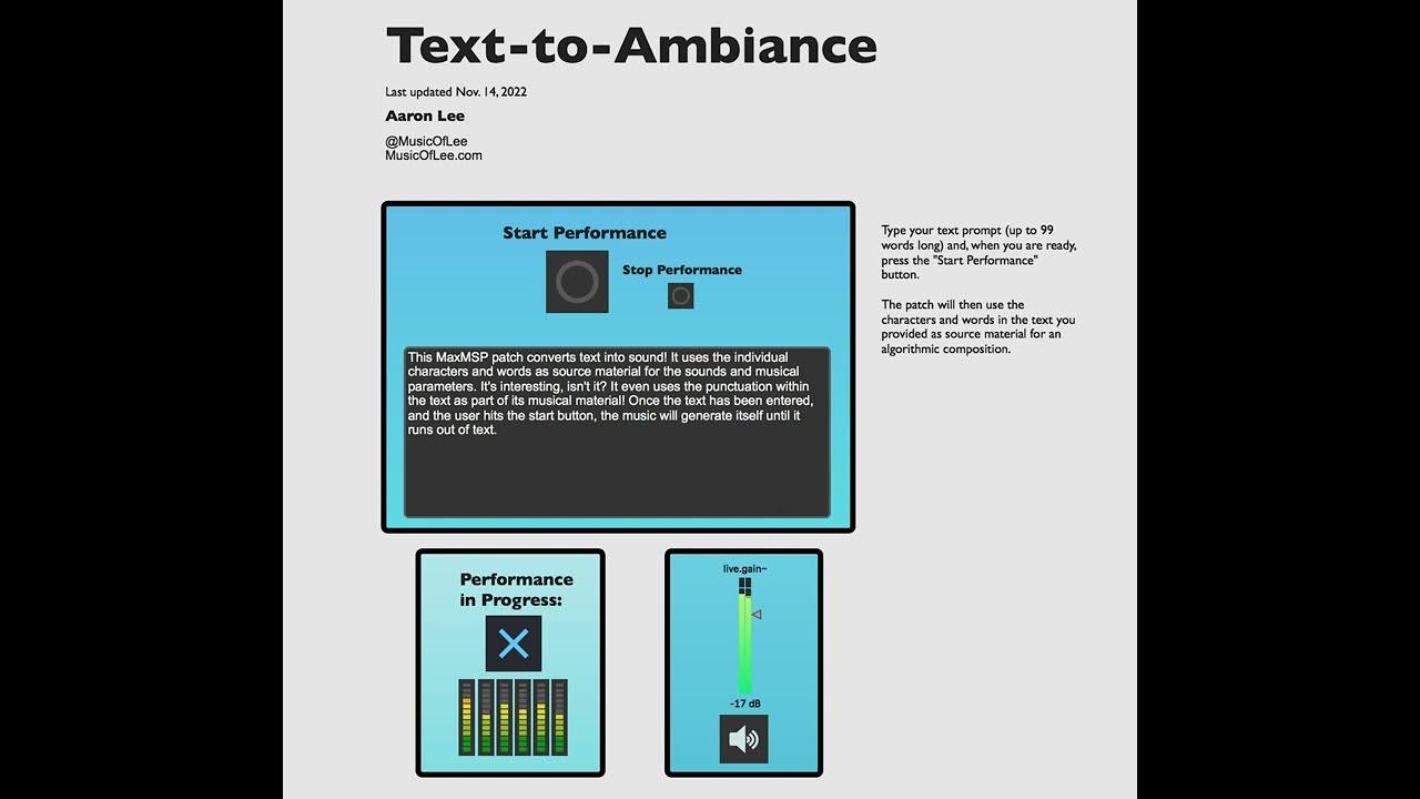 Text-to-Ambiance: A generative music patch in MaxMSP - YouTube
