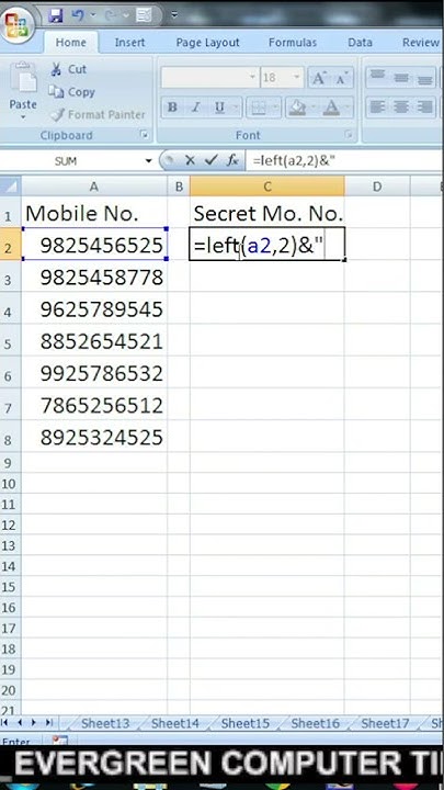 Advanced excel trick HIDE DIGITS IN MOBILE NUMBER#shorts #excel #viral #tricks #new # ...