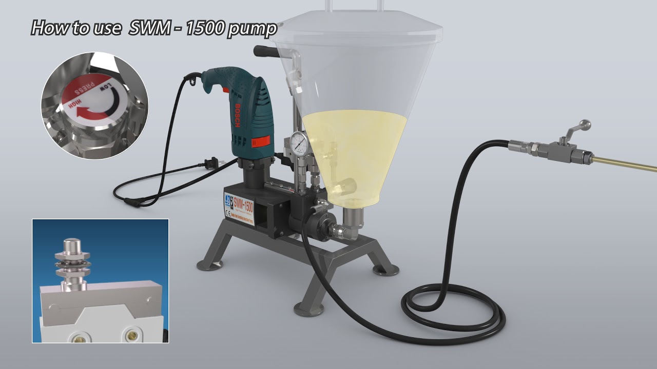 SWM-1500, 1600 single line grouting injection pump - YouTube