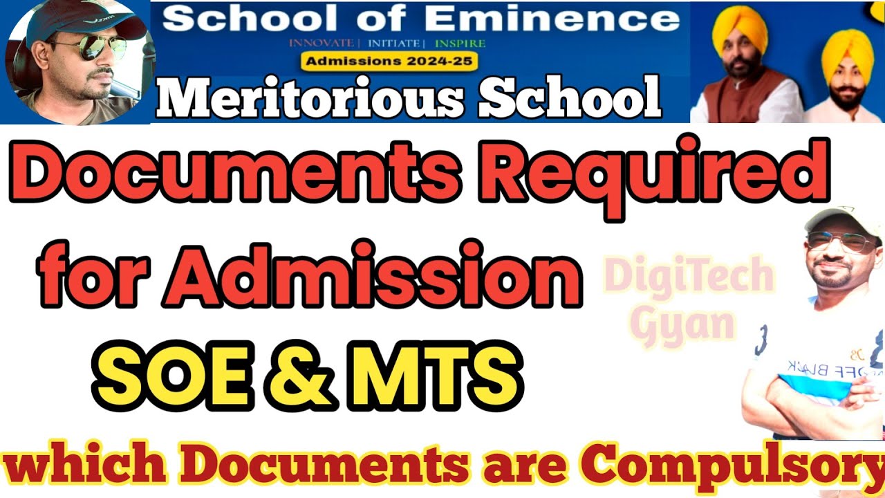 Documents for Admission Meritorious School | School of Eminence ...