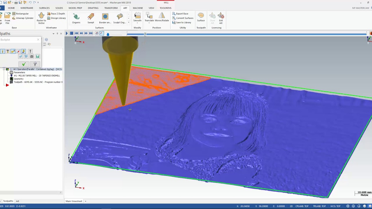 Mastercam Art From image #2 - YouTube