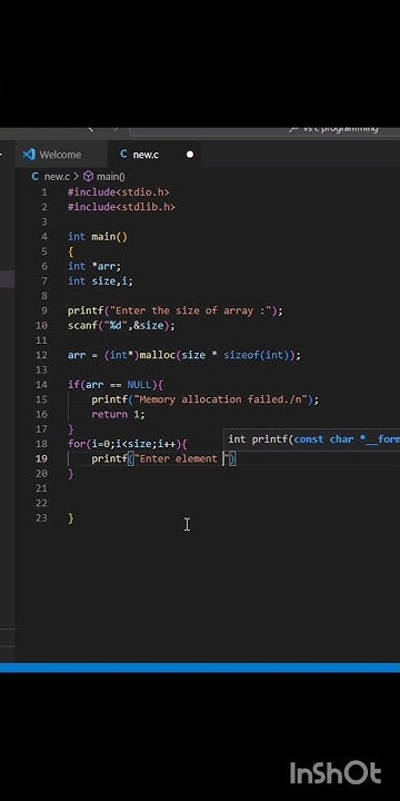 Print array using MALLOC in C. #shorts #youtubeshorts #youtube - YouTube