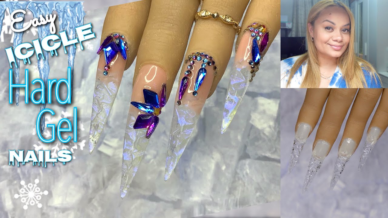 Icicle Nails | Builder Gel Nails Tutorial | Easy cracked icicle effect ...