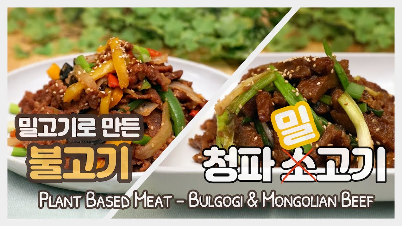 채식인을 위한 밀고기 요리 2가지 밀고기로 만든 불고기와 청파소고기몽골리안비프bulgogi Andmongolian Beef Made With Seitanwheat