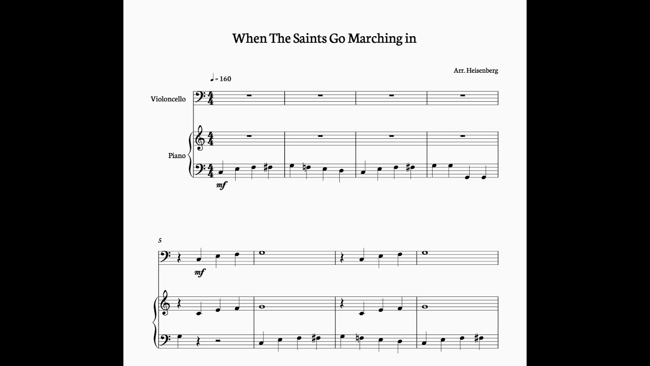 Play along Cello Sheet Music - When The Saints Go Marching In - YouTube