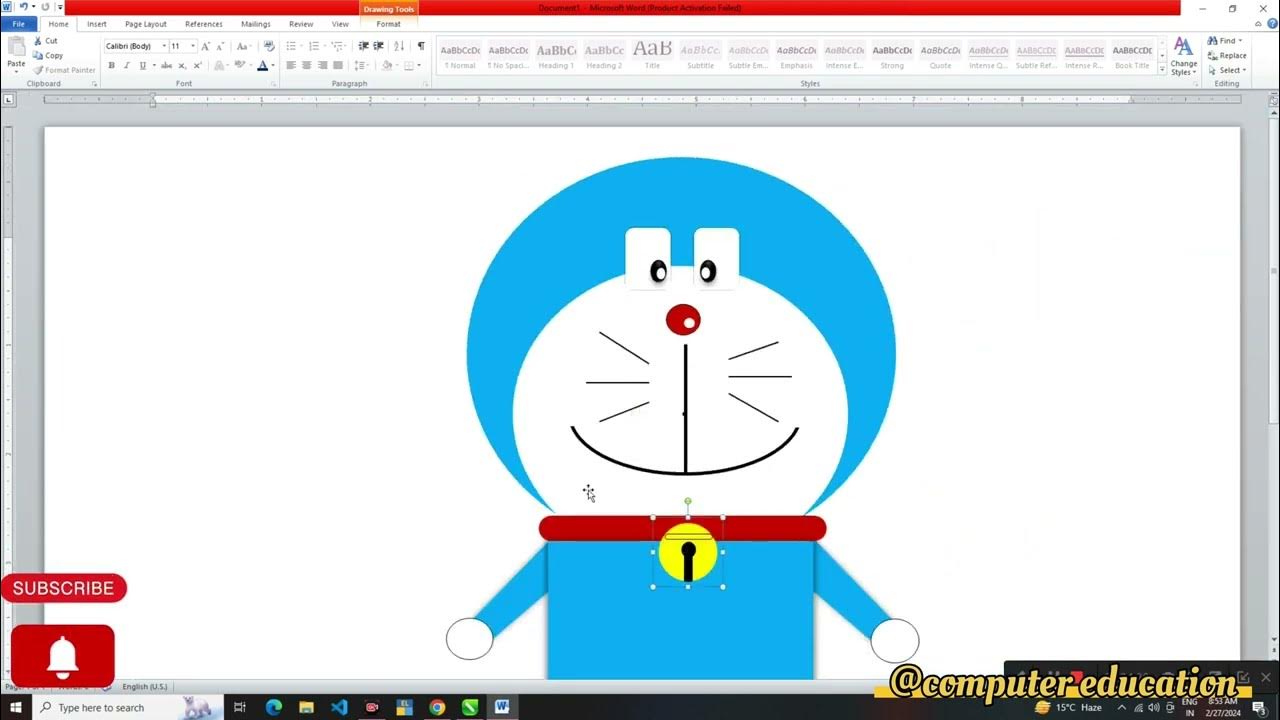 HOW TO CREATE DORAEMON IN MS WORD||DORAEMON CREATION IN WORD || एम् एस वर्ड में डोरेमोन कैसे ...
