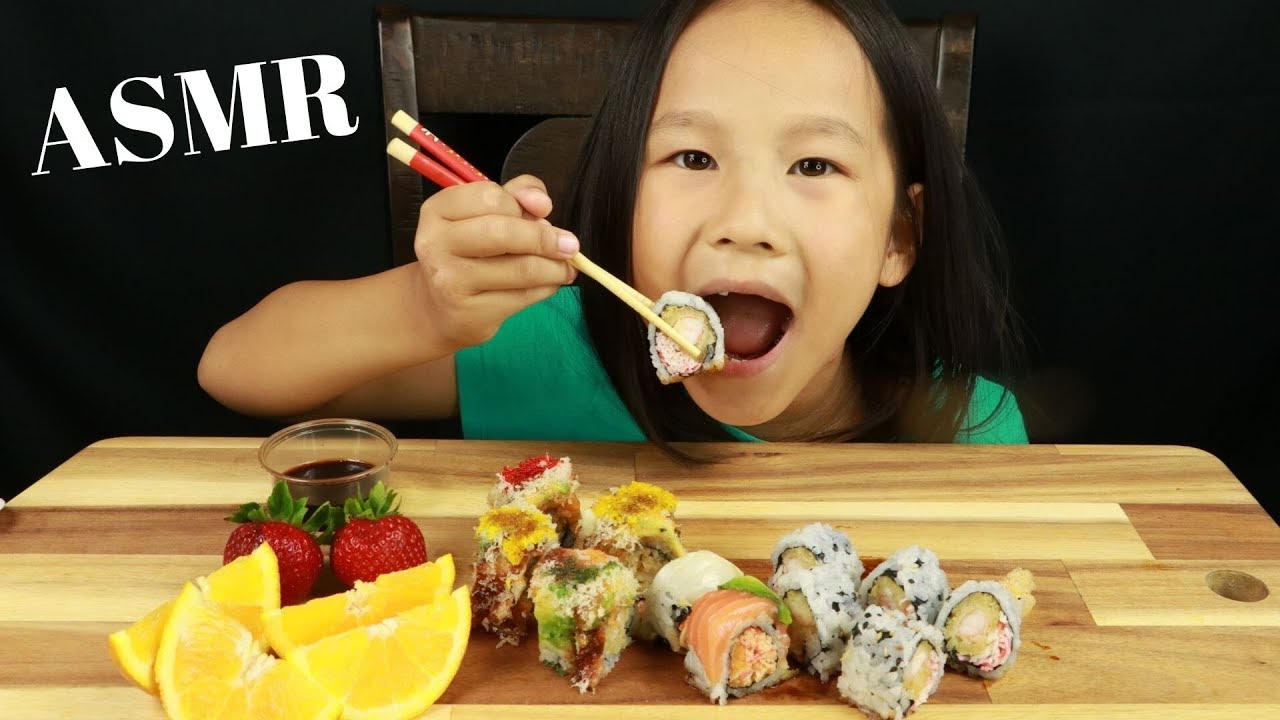 SUSHI AND FRUITS WITH LANI ~ ASMR (No Talking) Eat Life With Kimchi ...