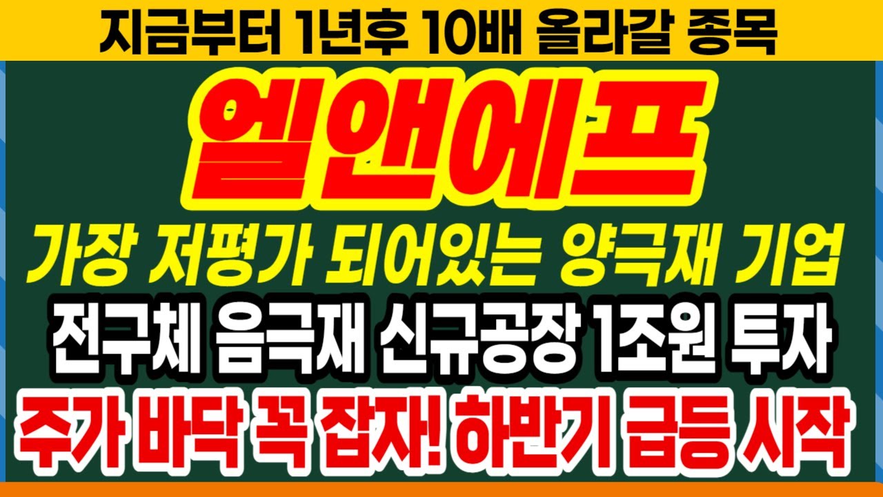 엘앤에프주가 가장 저평가 되어있는 양극재 기업 전구체 음극재 신규공장 1조원 투자 하반기 역대급 급등시작합니다 금융가