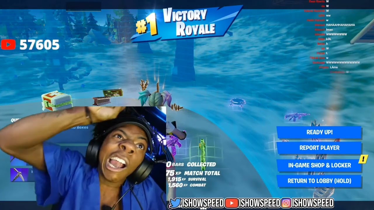 IShowSpeed sings god is good after victory royale and pc falls on his ...