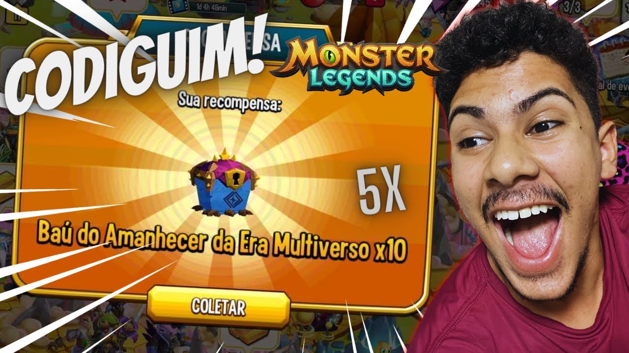SAIU 5 CODIGUIM COM 72 BAÚS DA ERA MULTIVERSAL GRÁTIS!! Monster Legends ...