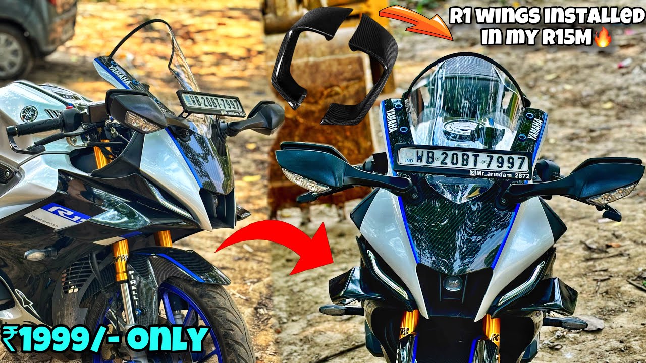 R1M WINGS INSTALLED IN R15M🔥|| 1st VIDEO IN YOUTUBE || R15M MODIFIED ...