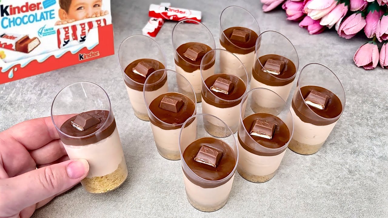 Kinder Chocolate Dessert Shots. Easy and yummy no bake mini dessert ...