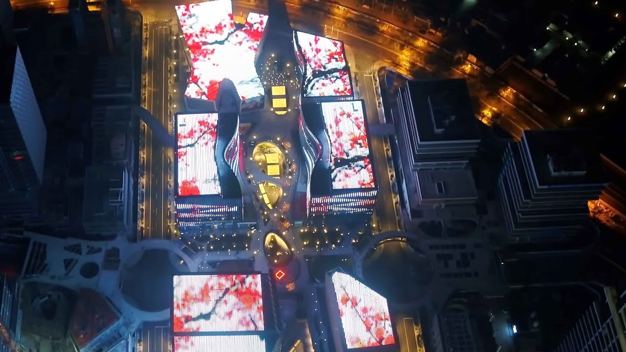 First light show at Shanghai West Bund Media Port - YouTube