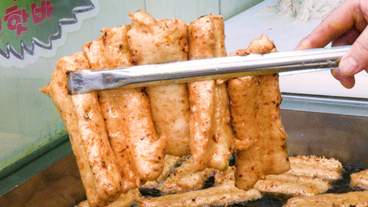 1,000원 수제 어묵, 30년 달인의 장인 수제 핫바, 부천 자유시장, 1$ Fish Cake Bar, home made ...