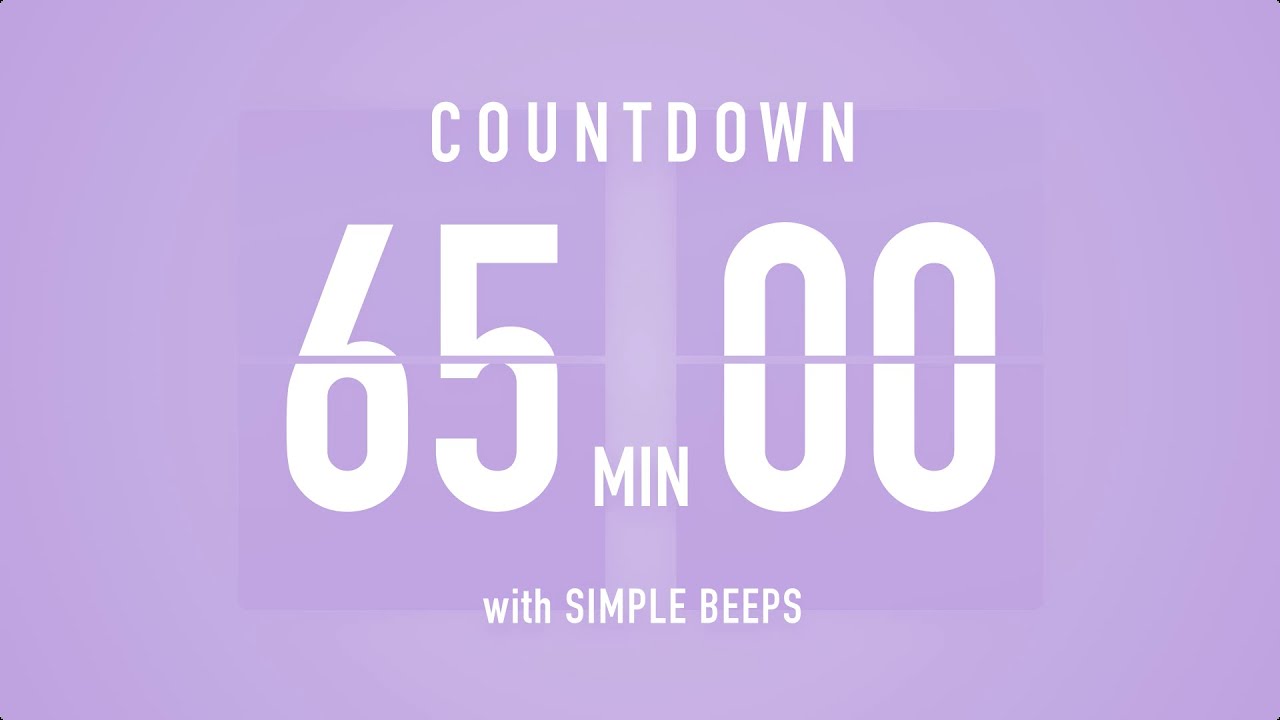 65 Minute Countdown Timer ⏳ Flip Clock with Bell Alerts 💜🔔 - YouTube
