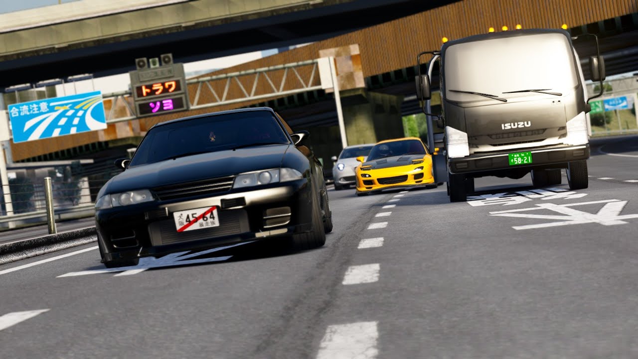 TUNED RX7 & SKYLINE GTR Street Race in Highway Traffic//Cutting Up on ...