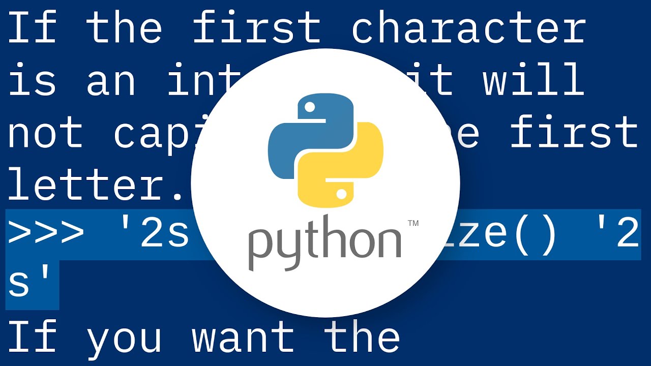 Python Capitalize First Letter Only YouTube python-capitalize-first-letter-only-youtube