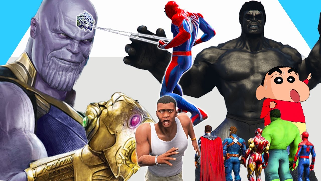 Franklin, Shinchan & Avengers Army Fight With Thanos in Superhero ...