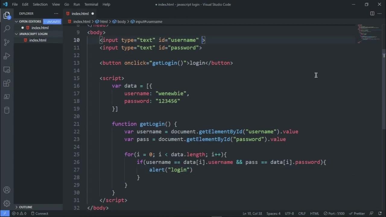 simple login system using javascript - YouTube