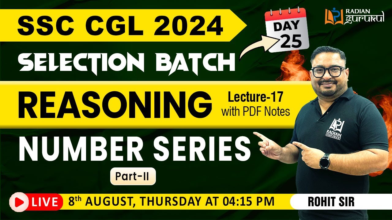 NUMBER SERIES (PART-II) | SSC CGL SELECTION BATCH | REASONING BY ROHIT SIR #radiangurukul # ...
