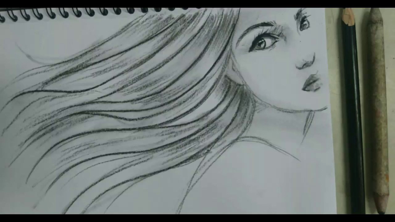 How to draw, blending, shading face and hair in 6 minute NO TIMELAPS ...