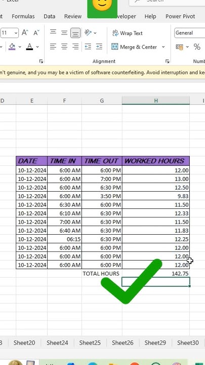 Calculate working hours in Excel 🔥 #exceltips #excel #viralvideo #education #viralshort # ...