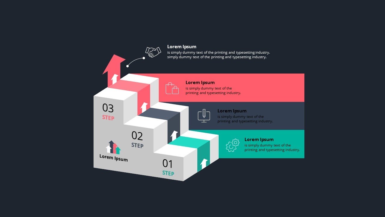 How To Create 3D Stairs In Powerpoint | 3 Step Business Process | 3D ...