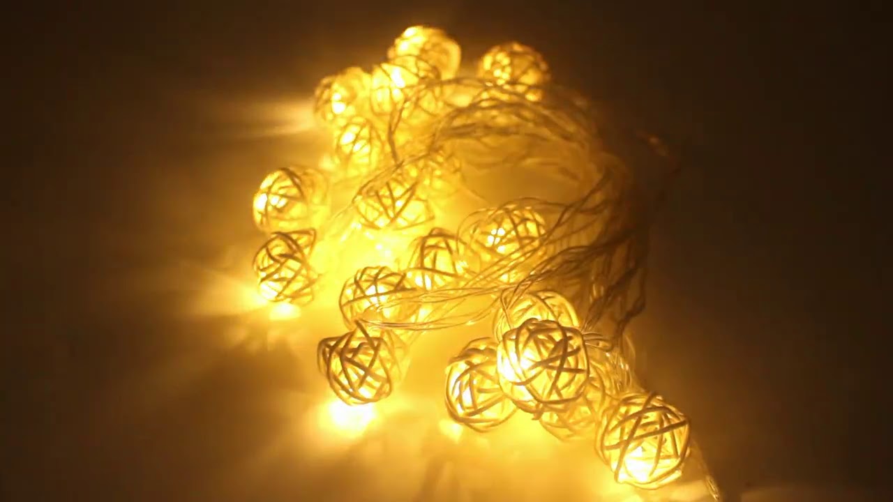 OSIDEN Rattan Ball5M 20 LED EU/US Warm White LED - YouTube