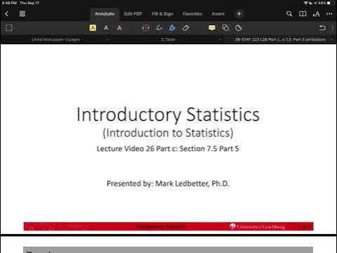 Introductory Statistics L26 Part c Section 7.5 Part 5 CLT Examples ...