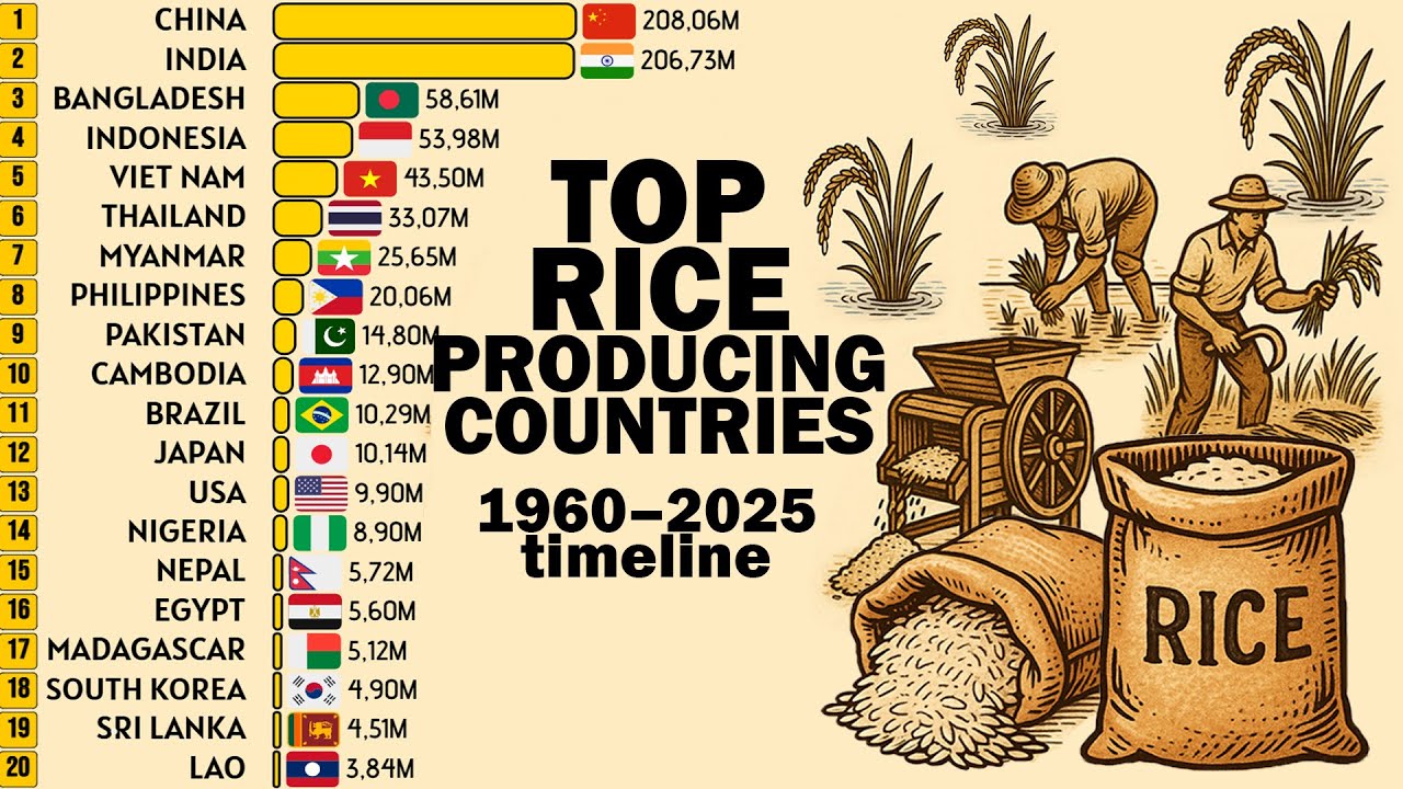Top Rice Producing Countries 1960–2025 - YouTube