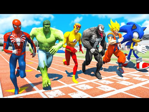 MARVEL VS DC COMIC | ALL SUPERHEROES Running Challenge Electric Traps ...
