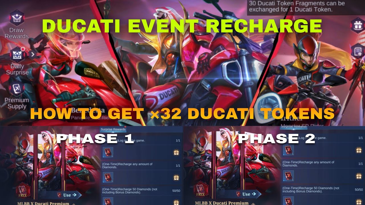 CLAIM ×32 TOKENS DUCATI EVENT RECHARGE PHASE 1&2 MOBILE LEGENDS BANG ...