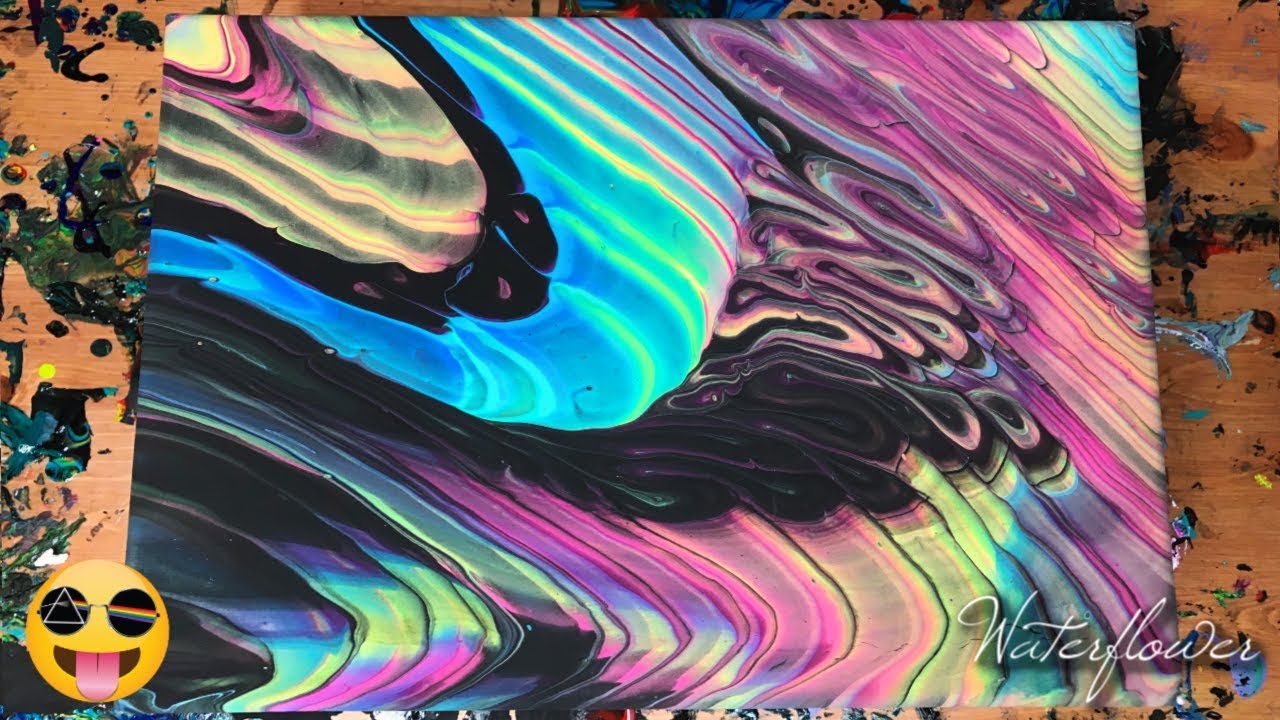 Rainbow Rays Fluid Art | Acrylic Pouring - YouTube