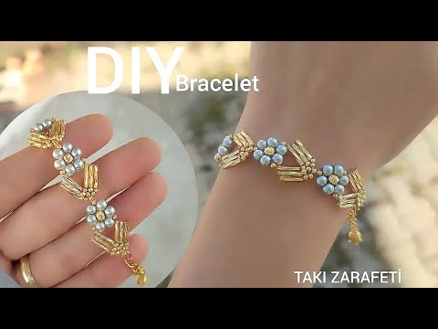 Easy-Flowered bracelet making. Kolay Çiçekli bileklik yapımı.. #diy