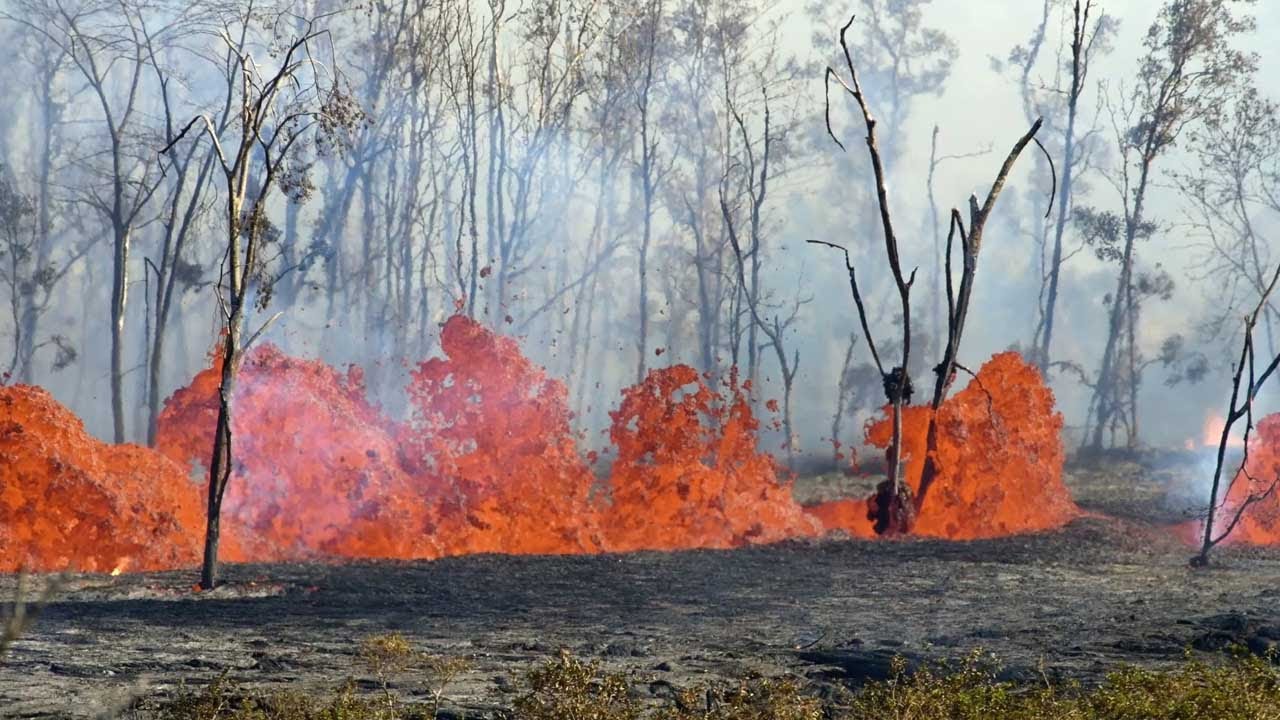Lava Flows Through Forest In Hawaii - YouTube