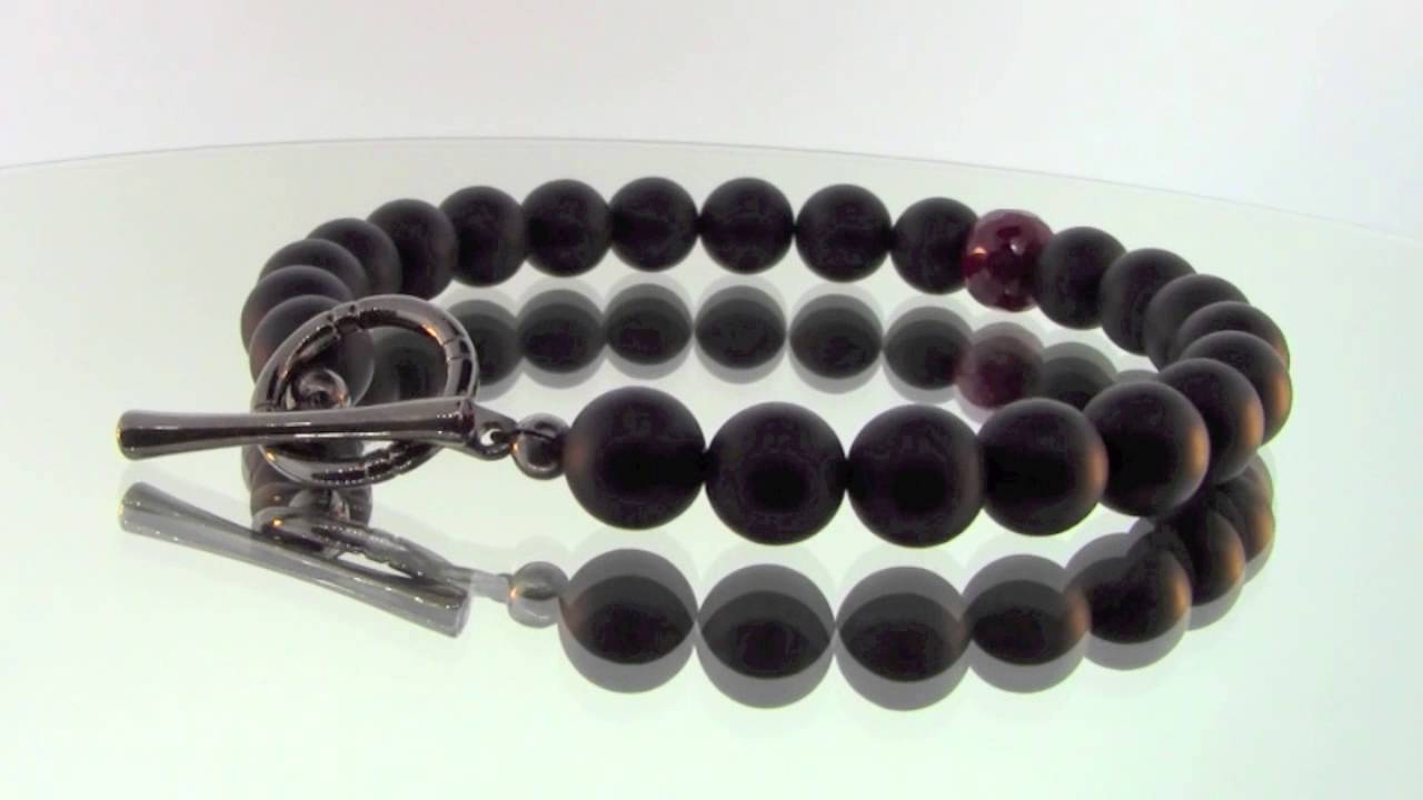 Onyx and Ruby Spirit Bead Bracelet Blackened Silver by Mander Jewelry ...