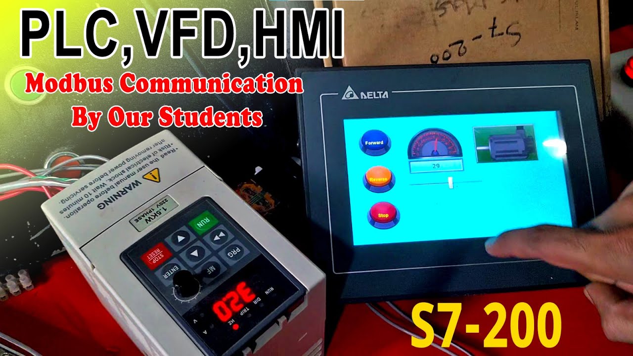 PLC, VFD, HMI Modbus communication system siemens S7-200 - YouTube