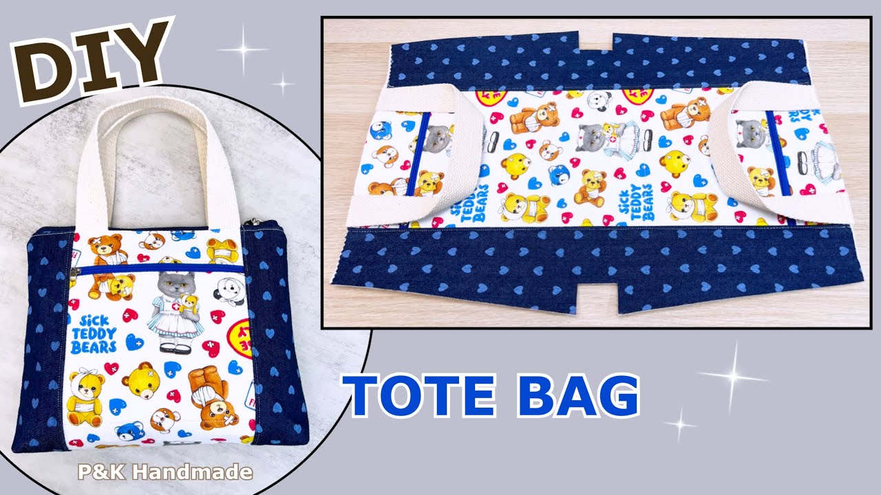 How to make tote bag | Step by Step | Sewing Tutorial | Diy วิธีทำ ...