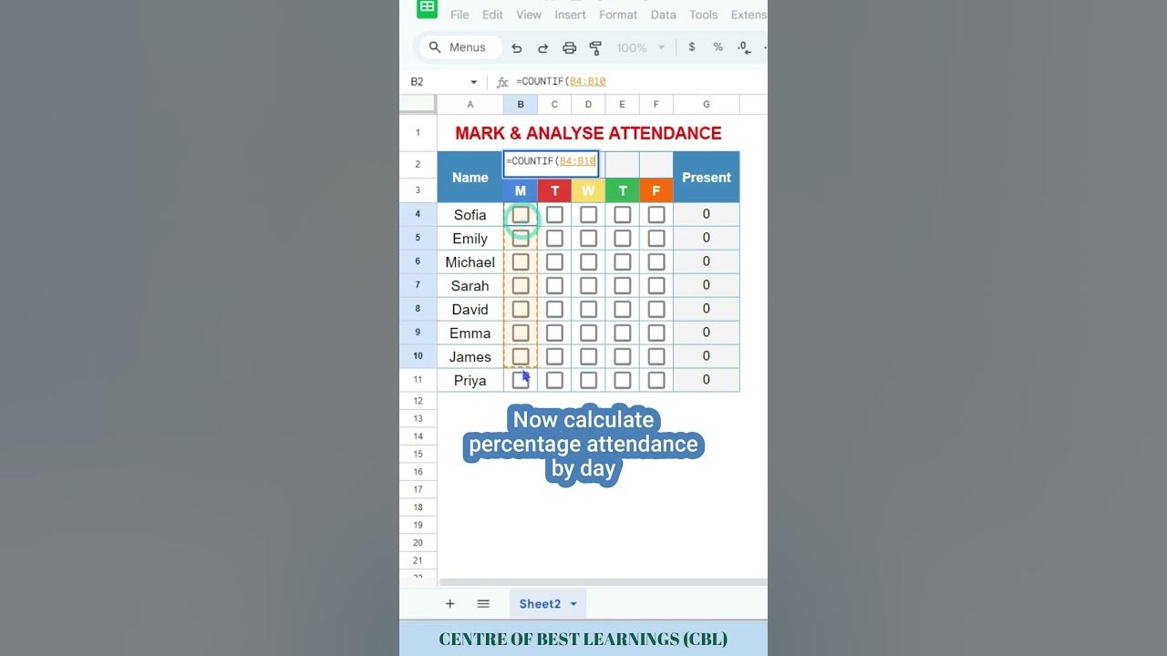 Create attendance sheet with column chart in excel #exceltips #productivity - YouTube
