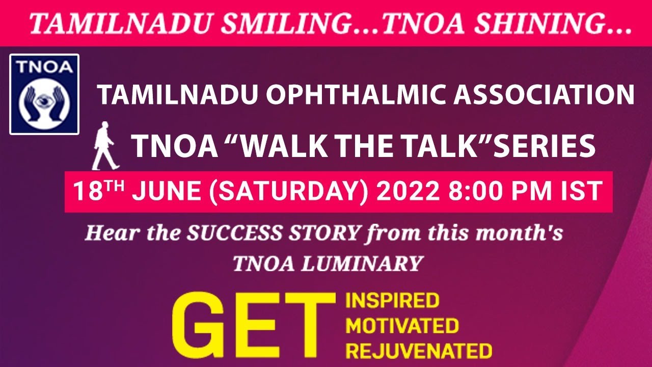 TNOA “WALK THE TALK”SERIES WITH DR. PREMRAJ, PAST PRESIDENT, TNOA - YouTube