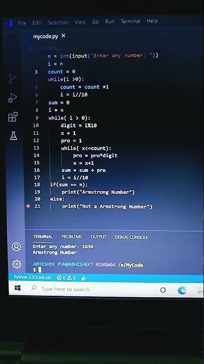 Python: Program to check whether it's an Armstrong number or not #python #programmer - YouTube