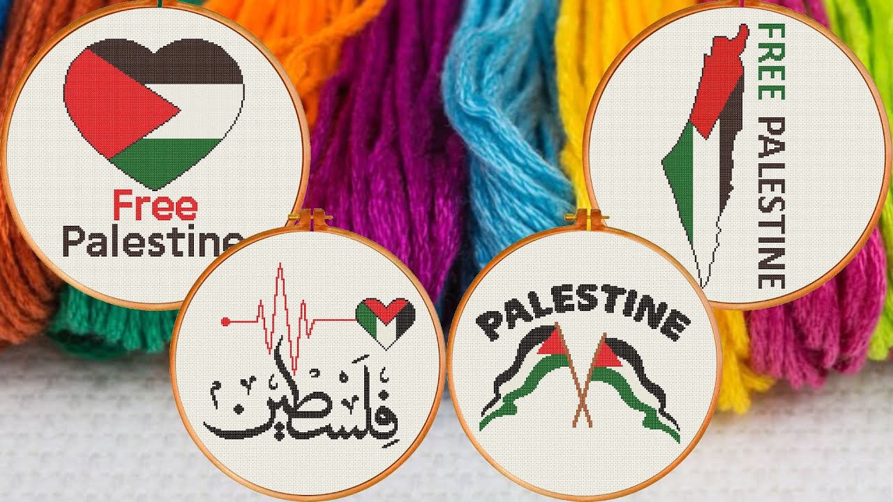 Set of 4 Free Palestine Cross Stitch Patterns 4, | Islamic cross stitch ...