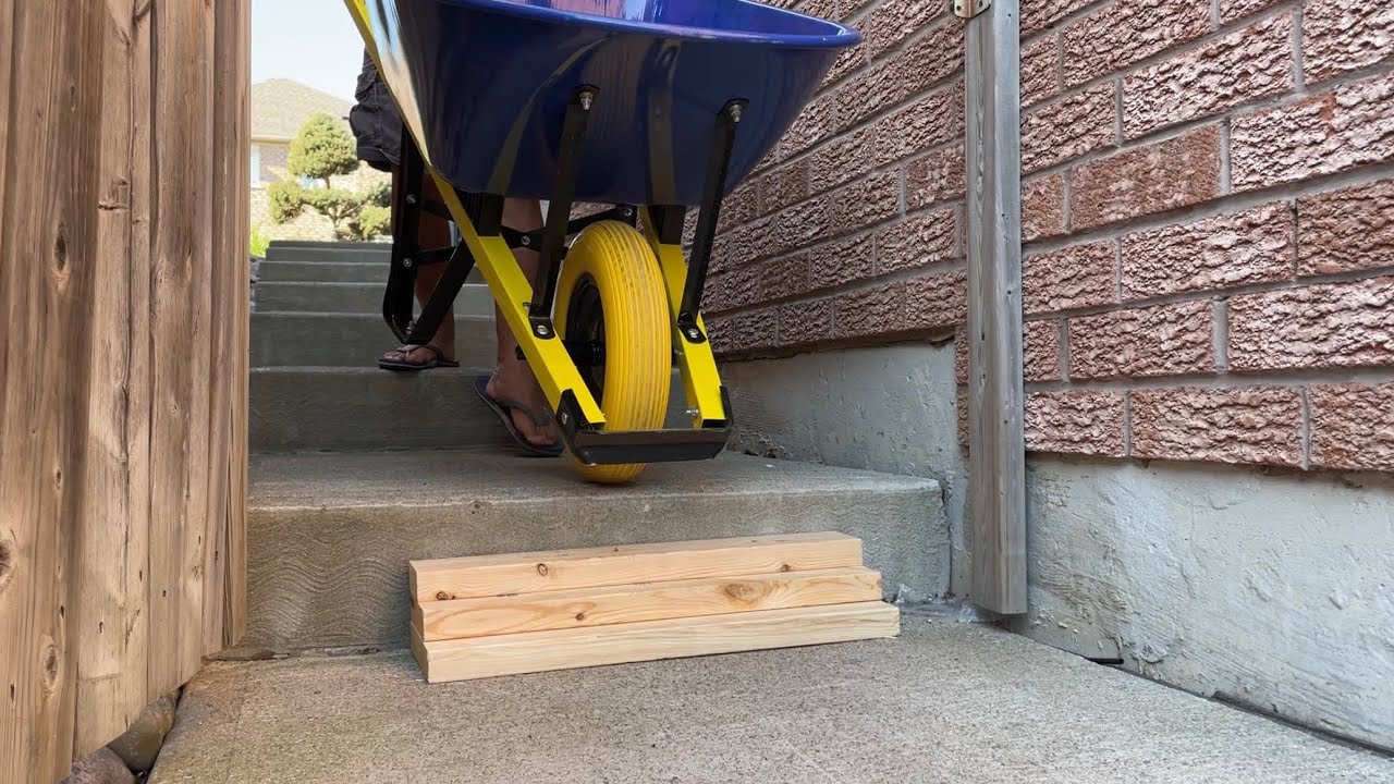 How to create a ramp for wheel barrows for curbs and steps? - YouTube
