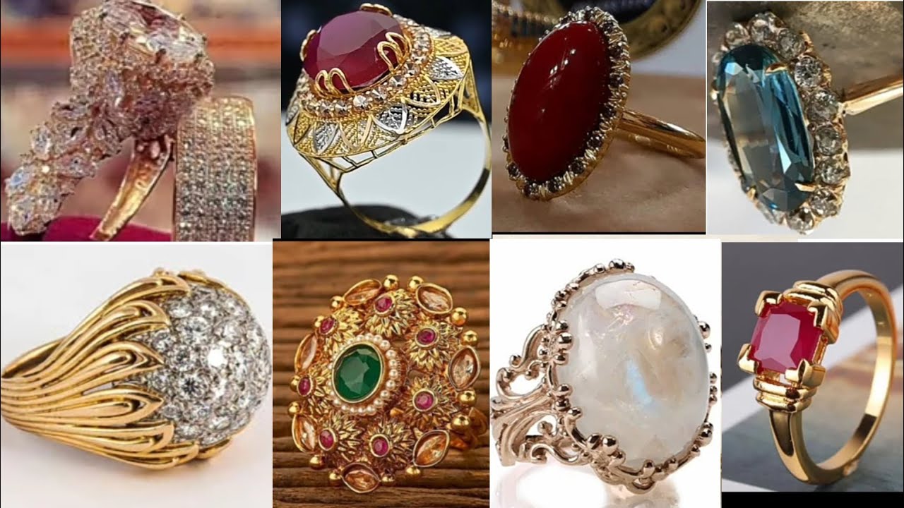 latest new real stone rings designs #Gold jewellery collection #ladies ...