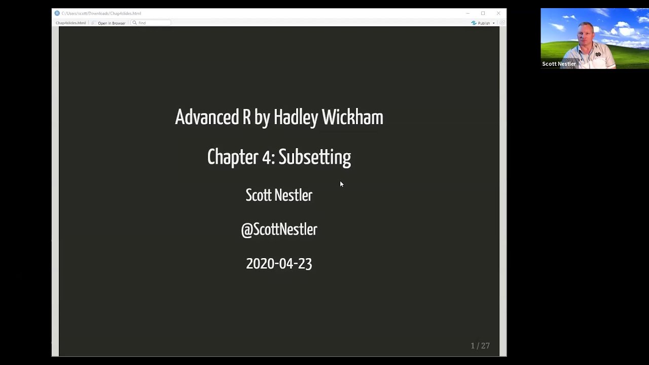 Advanced R Book Club Chapter 4 Subsetting 2020 04 23 Advr01 Youtube