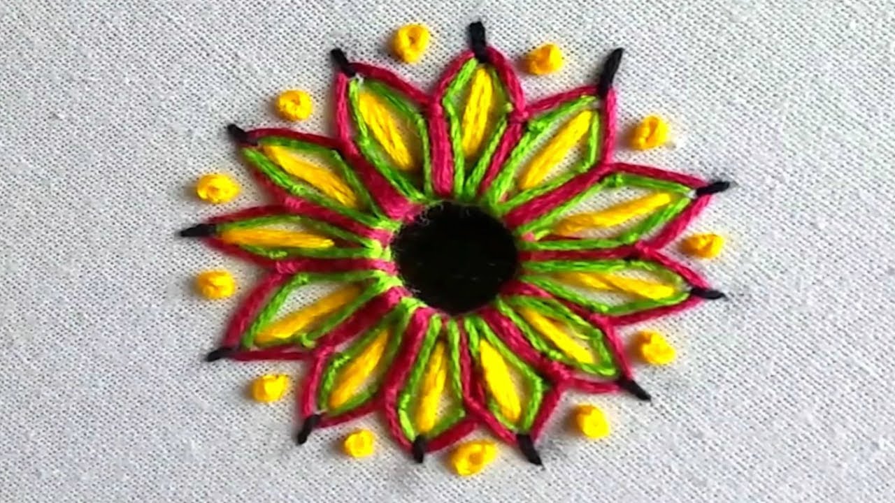 Mirror work Embroidery | how to make Cute Mirror work | Shisha work ...